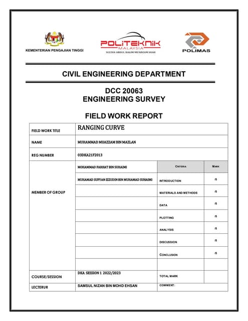 engineering survey 1 report levelling | DOCX