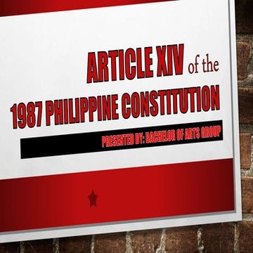 The 1987 Constitution of the Republic of the Philippines – Article xiv ...