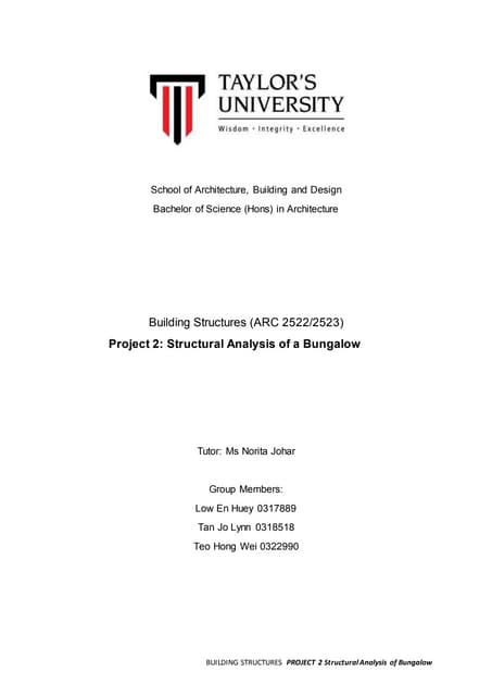 Building Structure - Structural Analysis of a bungalow | PDF | Civil Engineering Industry ...
