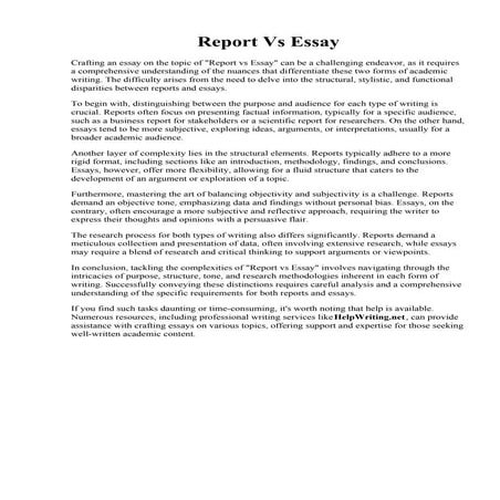 Report Vs Essay. Paper vs article. Difference Between Research Article ...