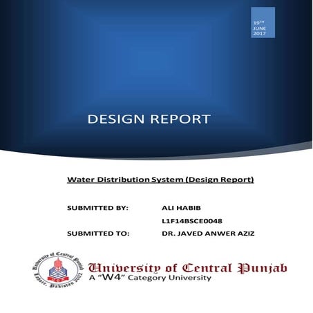 Future Vision Housing Society, Water Distribution System, Design Report ...
