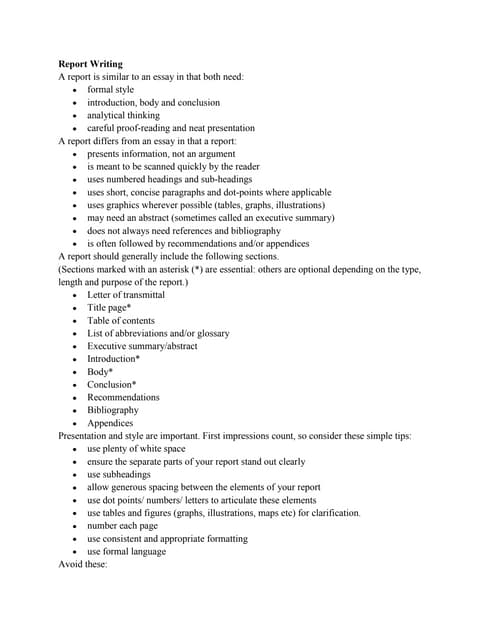 Sample template of report writing | PDF