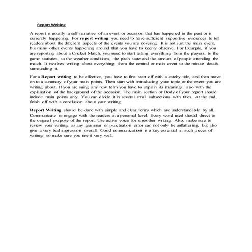 Report writing | DOCX