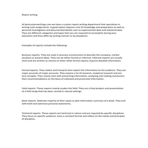 Report writing | RTF