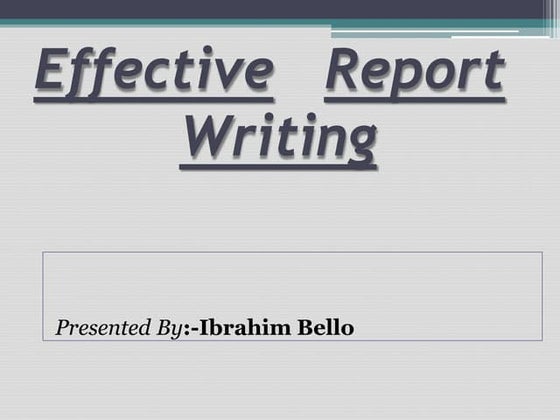 BUSINESS REPORT WRITING | PDF