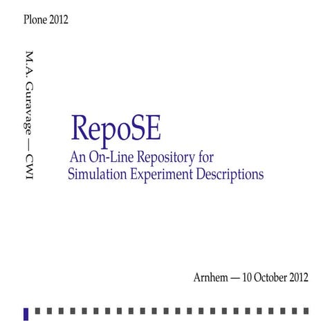 RepoSE: An On-Line Repository for Simulation Experiment Descriptions ...