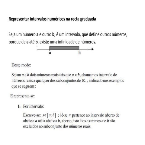 Representar intervalos numéricos na recta grduada | PPT