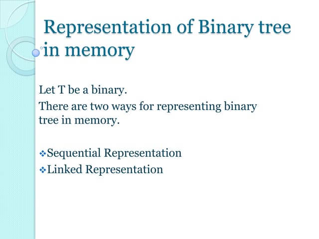 Representation Of Binary Tree In Memory Pptx Programming Languages Computing