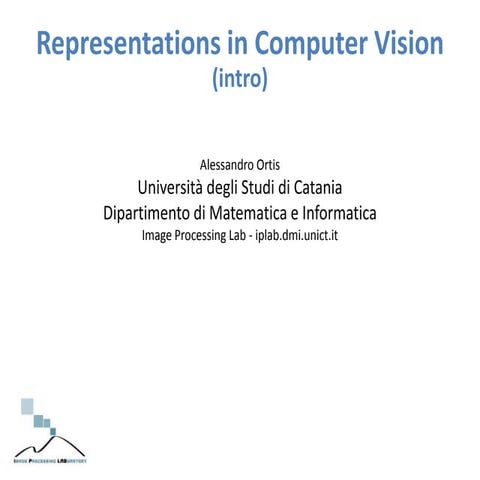 Representations in Computer Vision | PPTX