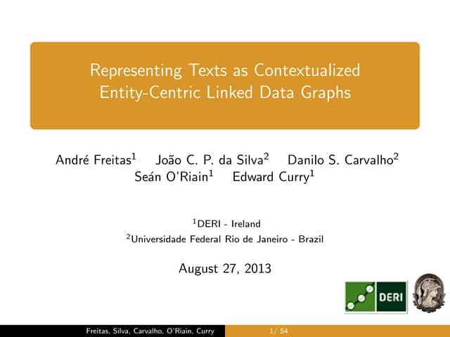 Representing Texts As Contextualized Entity Centric Linked Data Graphs Ppt