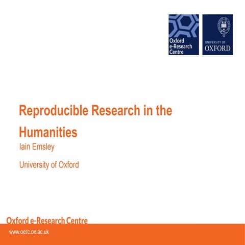 Reproducible Research in the Humanities | PPT