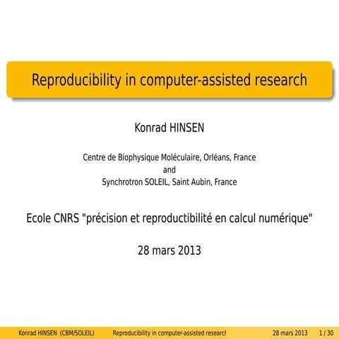 Reproducibility in computer-assisted research | PPT