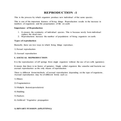 Reproduction 1 | DOCX | Infertility | Reproductive Health