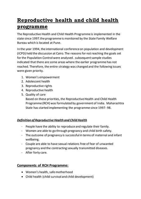 Reproductive and child health program | PPTX | Reproductive Health ...