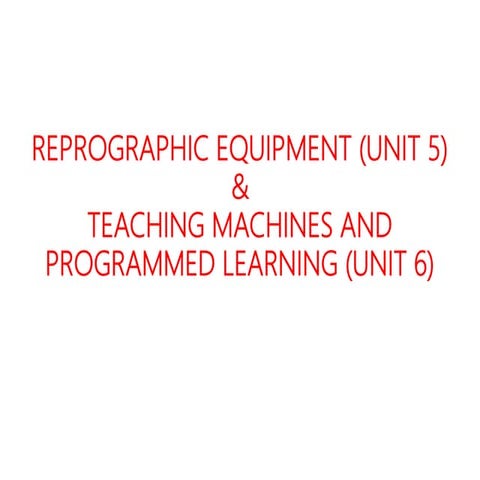 NON-BROADCAST MEDIA - REPROGRAPHIC EQUIPMENT (UNIT 5) - TEACHING ...