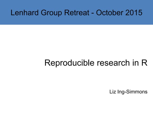 Reproducible Research And Literate Programming In R Ppt