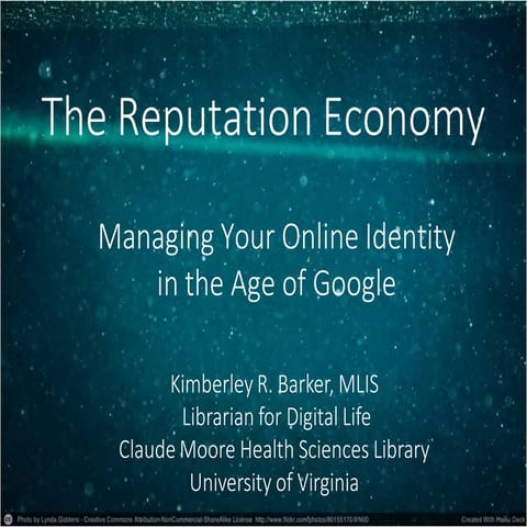 The Reputation Economy- June 2016 | PPT | Free Download