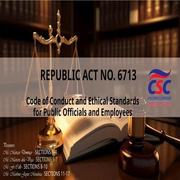 Republic Act No. 6713 CODE OF CONDUCT AND ETHICAL STANDARDS FOR THE ...