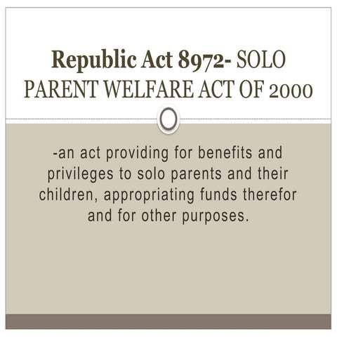 Republic Act 8972- SOLO PARENT WELFARE ACT OF 2000.pptx | Government ...