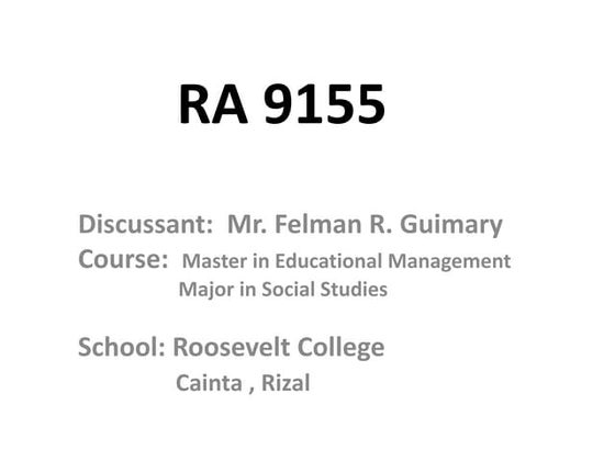 Republic Act No. 9155 | PPTX