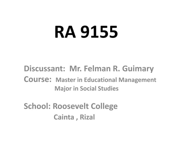 Republic Act No. 9155 | PPTX