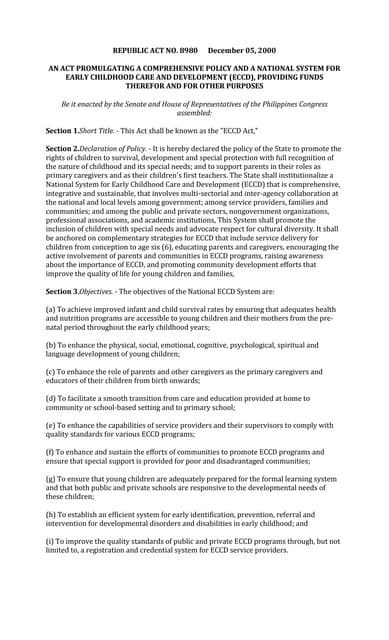 Early Childhood Care and Development (ECCD) | PPTX