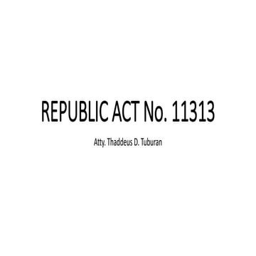 REPUBLIC ACT No 11313 An Act Defining Gender-Based Sexual Harassment in ...