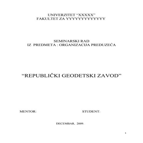 Republicki geodetski zavod organizacija preduzeca | PDF