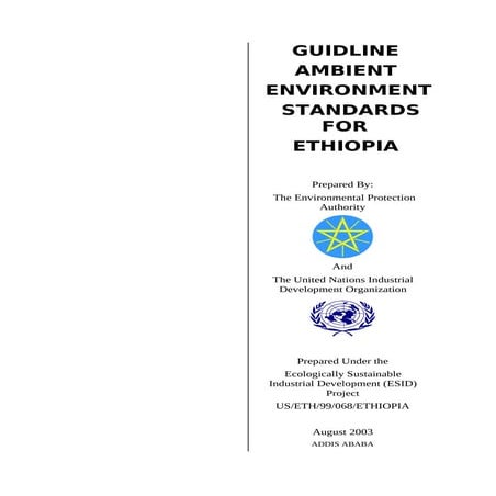 Republic of Ethiopia EPA (2003) Ambient Environment Standards for ...