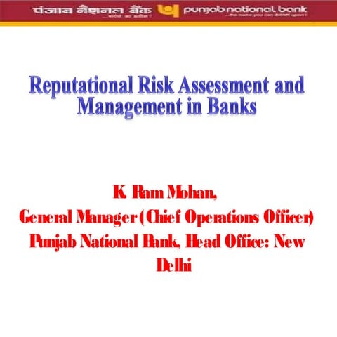 Reputational risk in banks nibm lecture 220213 | PPT