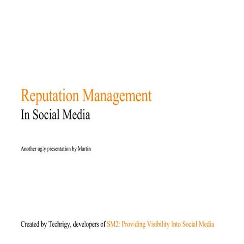 Reputation Management in Social Media | PPT