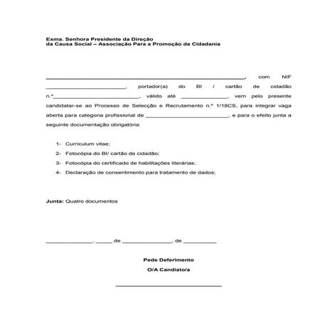 Modelo Requerimento candidatura | PDF