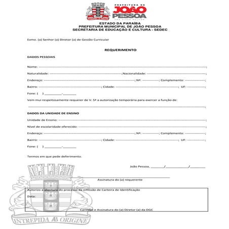 Requerimento Carteira Secretário Escolar | PDF