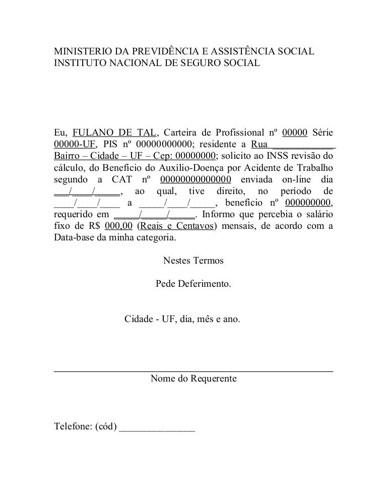 Modelo De Requerimento Padrao