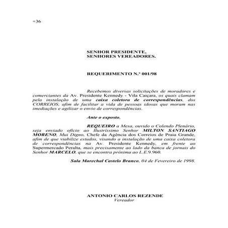 Modelo De Requerimento Simples Pronto