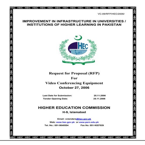 Request for Proposal (RFP) For Video Conferencing Equipment | PDF