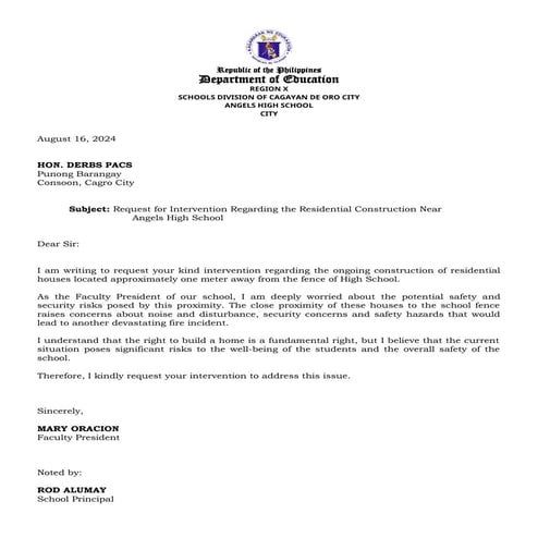 Request for Intervention ( Residential Construction).docx