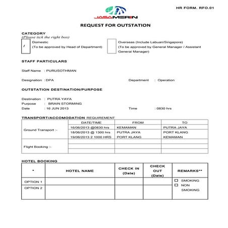 Request for outstation | DOC