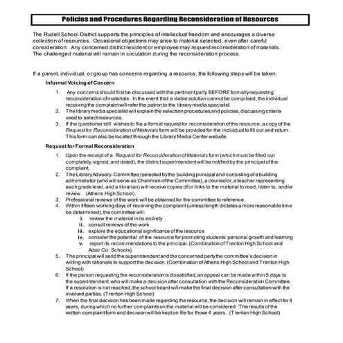 Request for reconsideration of materials | PDF