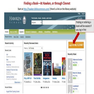 Finding a Book—At Hawken, or through Clevnet | PPT