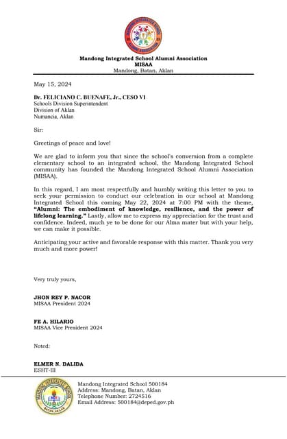 Invitation Letter for an alumni association | DOCX
