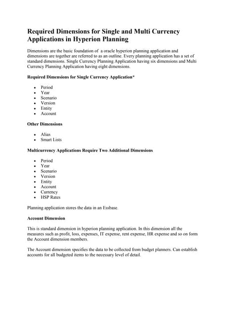 Dimensionality & Dimensions of Hyperion Planning | PPTX