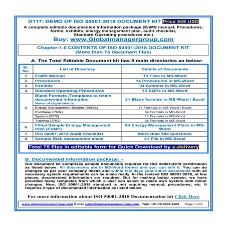 Required ISO 50001-2018 documents for energy management system | PDF
