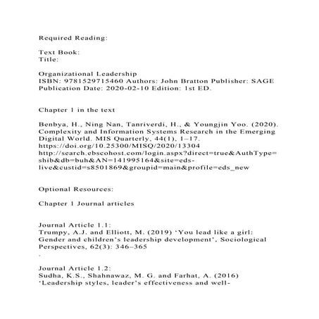 Required ReadingText Book TitleOrganizational Leadershi.docx