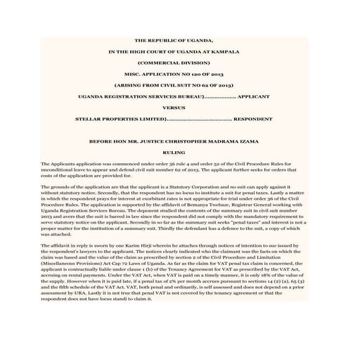 Requirement of a statutory notice in Uganda's laws | DOCX