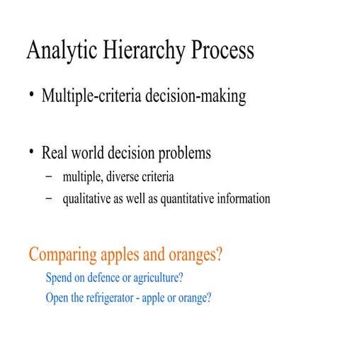 Analytic hierarchy process | PPTX