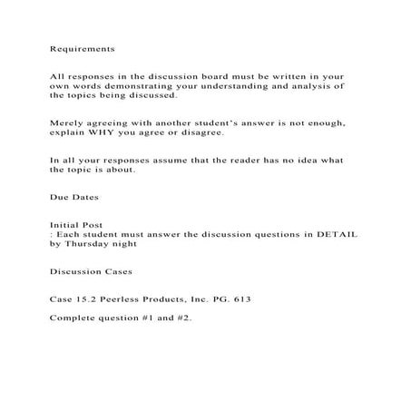 Requirements All responses in the discussion board must be wri.docx