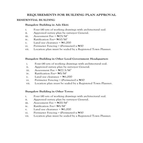 REQUIREMENTS FOR BUILDING PLAN APPROVAL | PDF