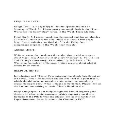 REQUIREMENTSRough Draft 2-4 pages typed, double-spaced a.docx