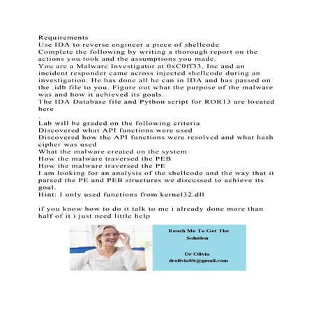 RequirementsUse IDA to reverse engineer a piece of shellcode Com.docx